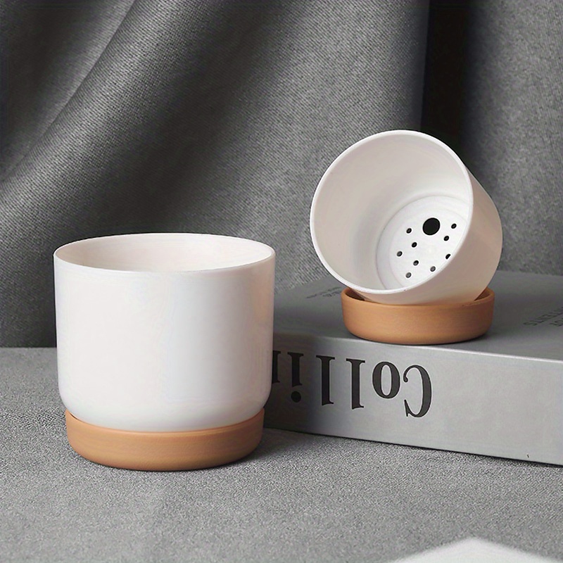 1pc plastic small flower pot with automatic water absorption and water ...