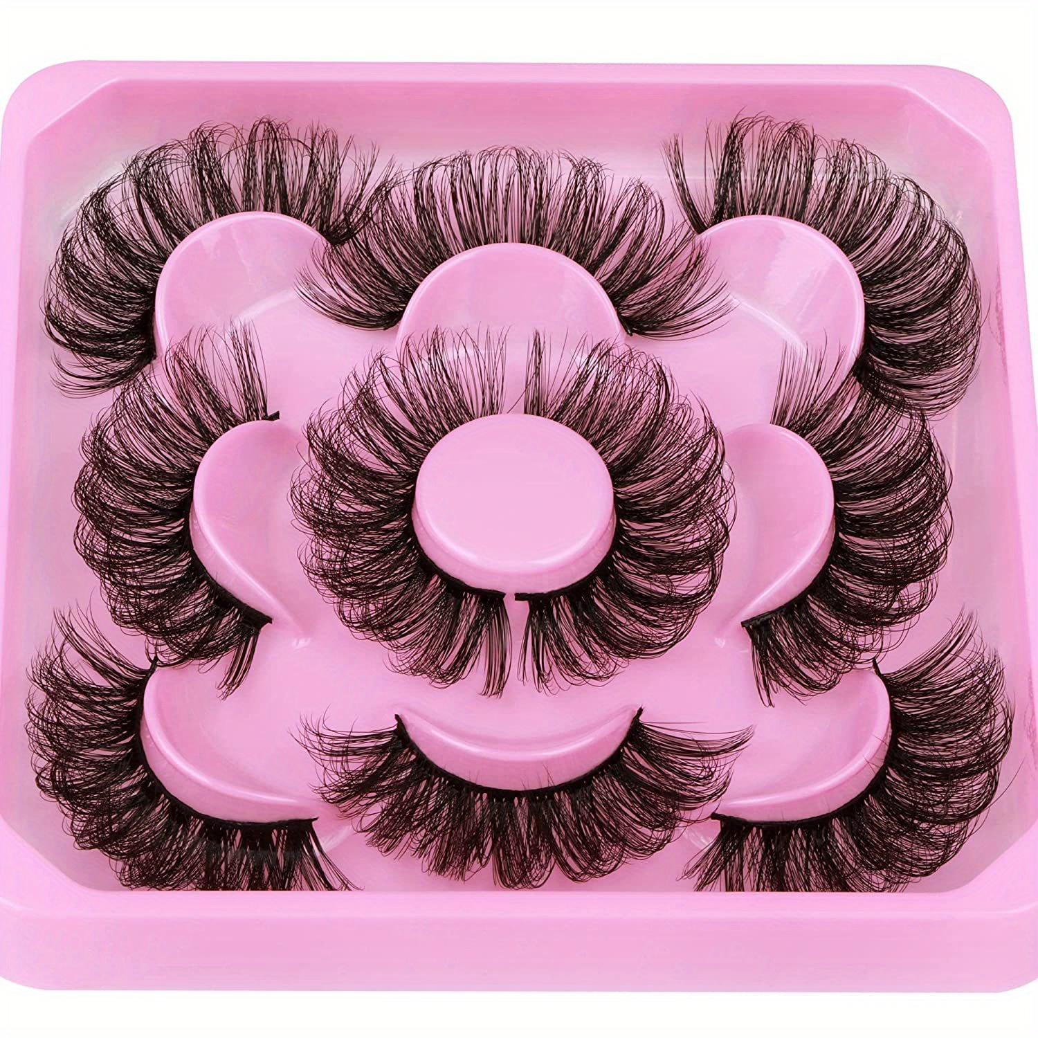 Faux Mink Lashes Fluffy Wispy False Eyelashes Dramatic D Curling Long ...
