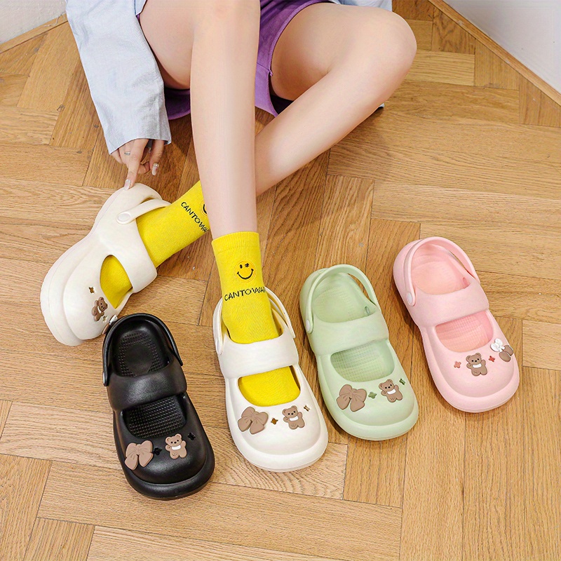 Women's Cute Bear Clogs Round Toe Cut Slip Eva Slide Sandals - Temu Canada