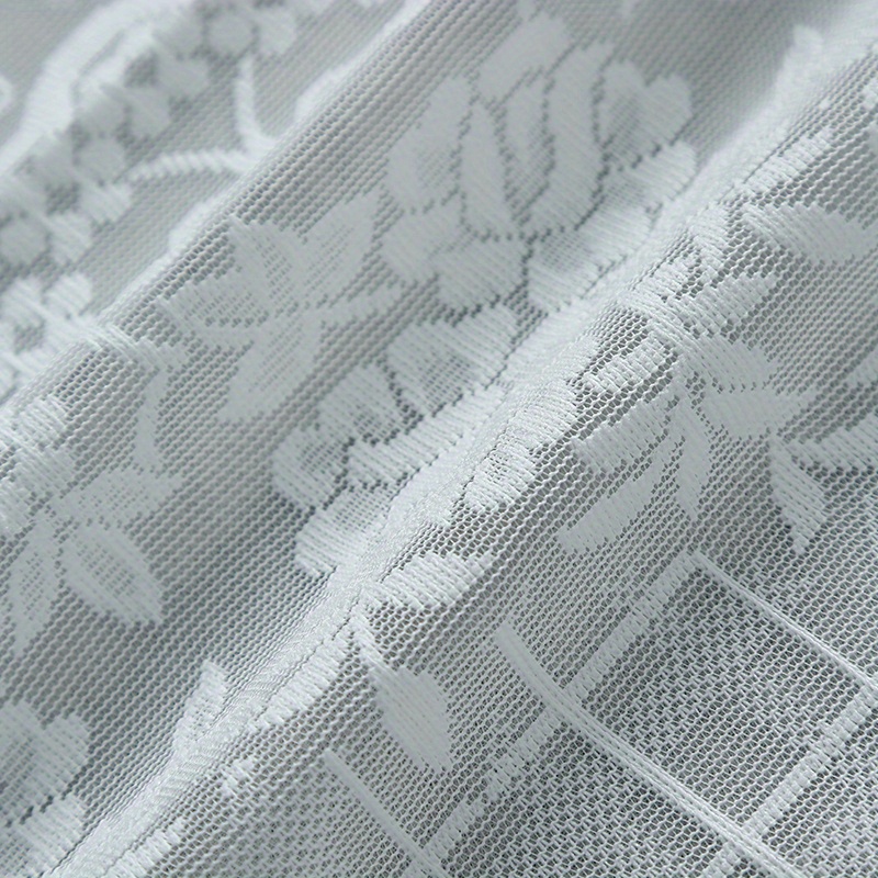 White Lace Plaid Curtain Rod Pocket Window Treatment Bedroom - Temu ...