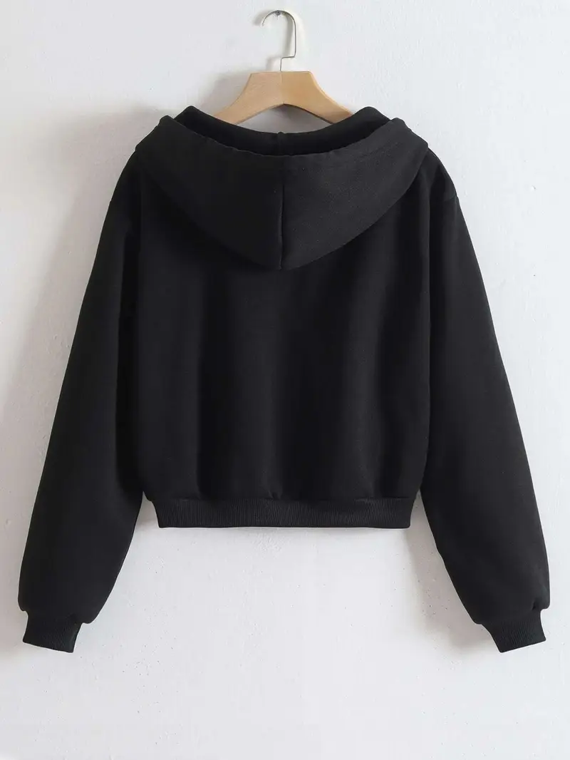 Kangaroo Pocket Drawstring Hoodie Casual Long Sleeve Zip Up Hoodies