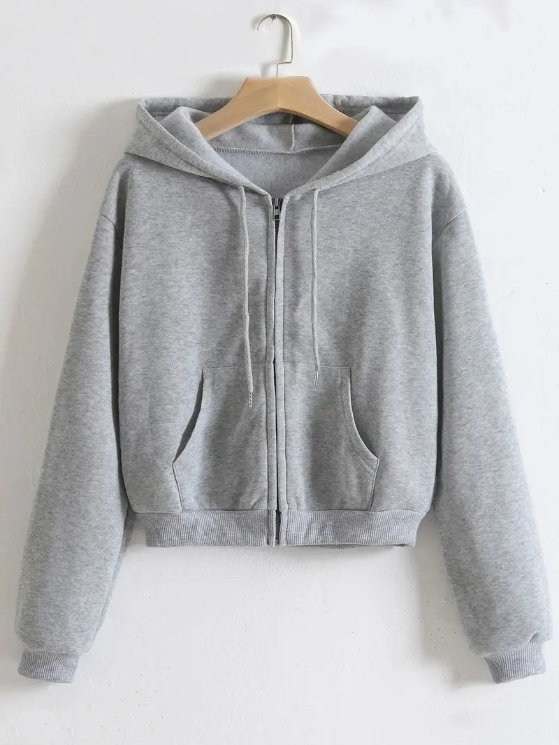 Kangaroo Pocket Drawstring Hoodie Casual Long Sleeve Zip Up Hoodies