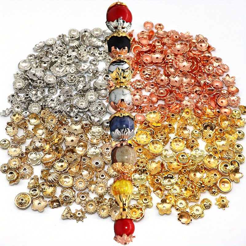 Plastics Bead Caps Golden Silver Color Ccb Caps Charms - Temu United