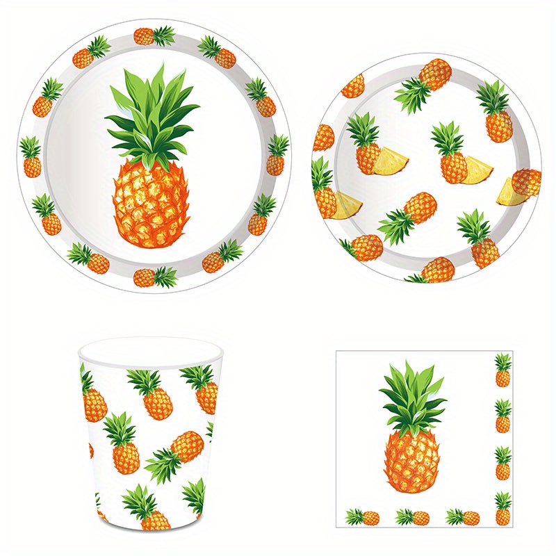 Hawaii Theme Party Tableware Pineapple Paper Plate Cup - Temu Australia