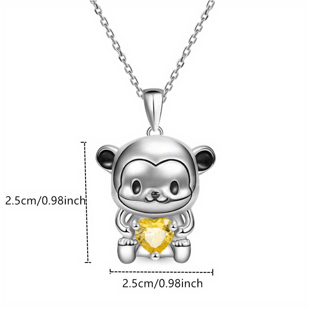 Fashionable Cute Yellow Heart shaped Crystal Monkey Pendant - Temu