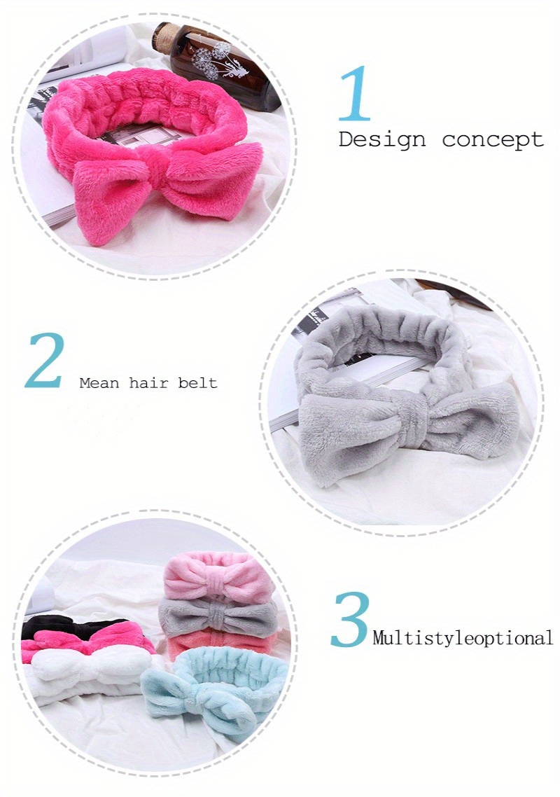 Bowknot Plush Headband Wash Face Spa Coral Fleece Head Hoop - Temu ...