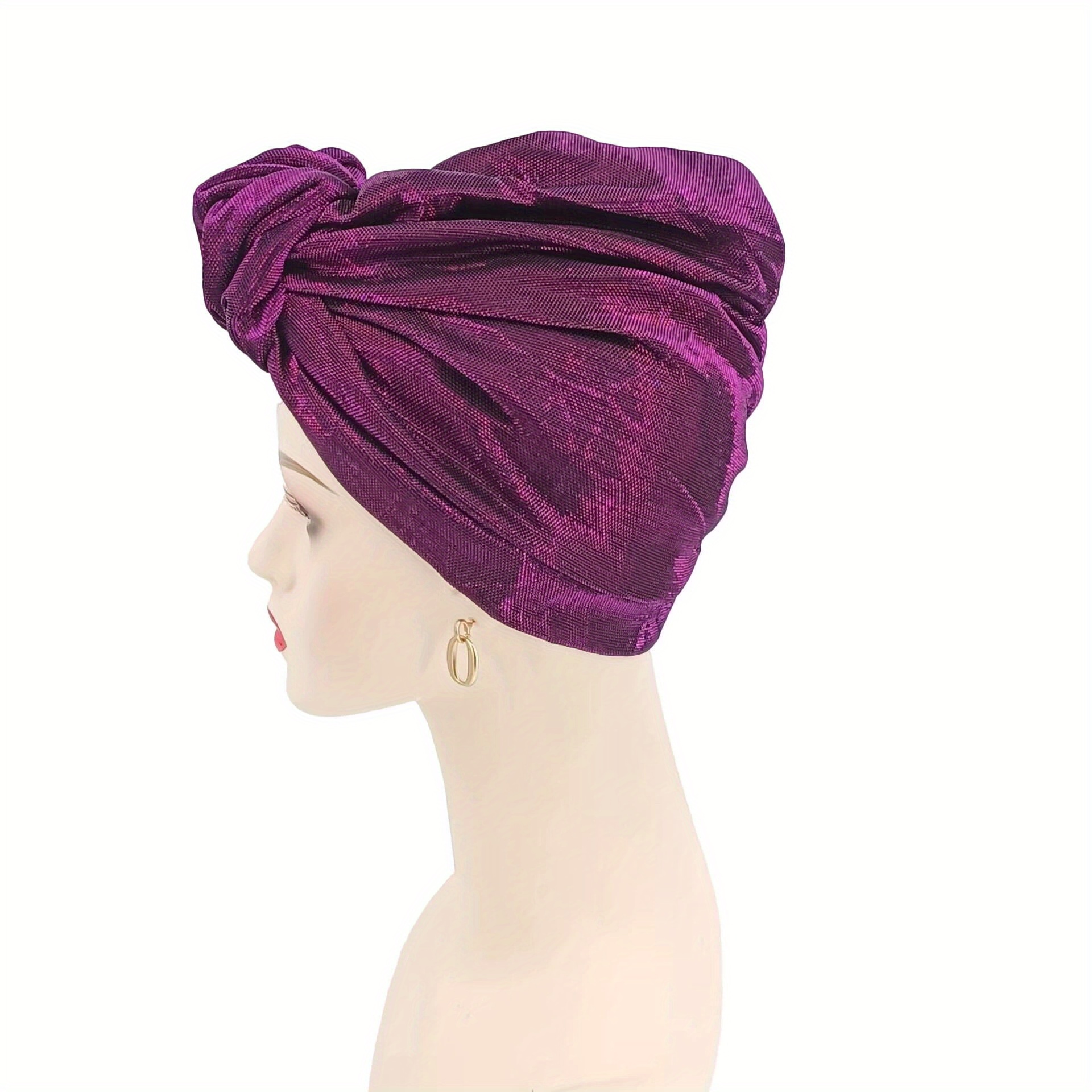 Bright Crinkle Turban Solid Color Elastic Head Wrap - Temu Australia