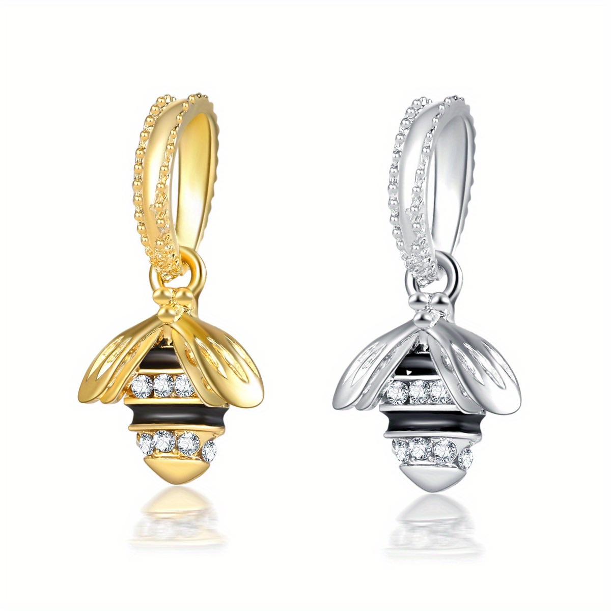 golden silvery bee inlaid pendant cute - Temu Australia