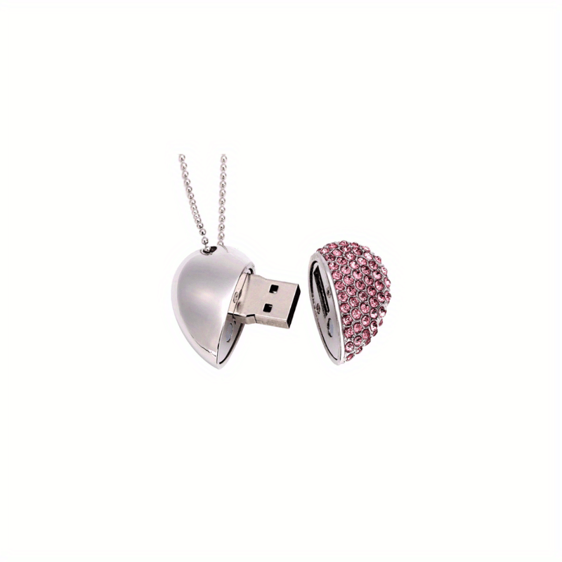 Metal Artificial Diamond Heart Shaped Usb Chain Pensive 4gb - Temu ...