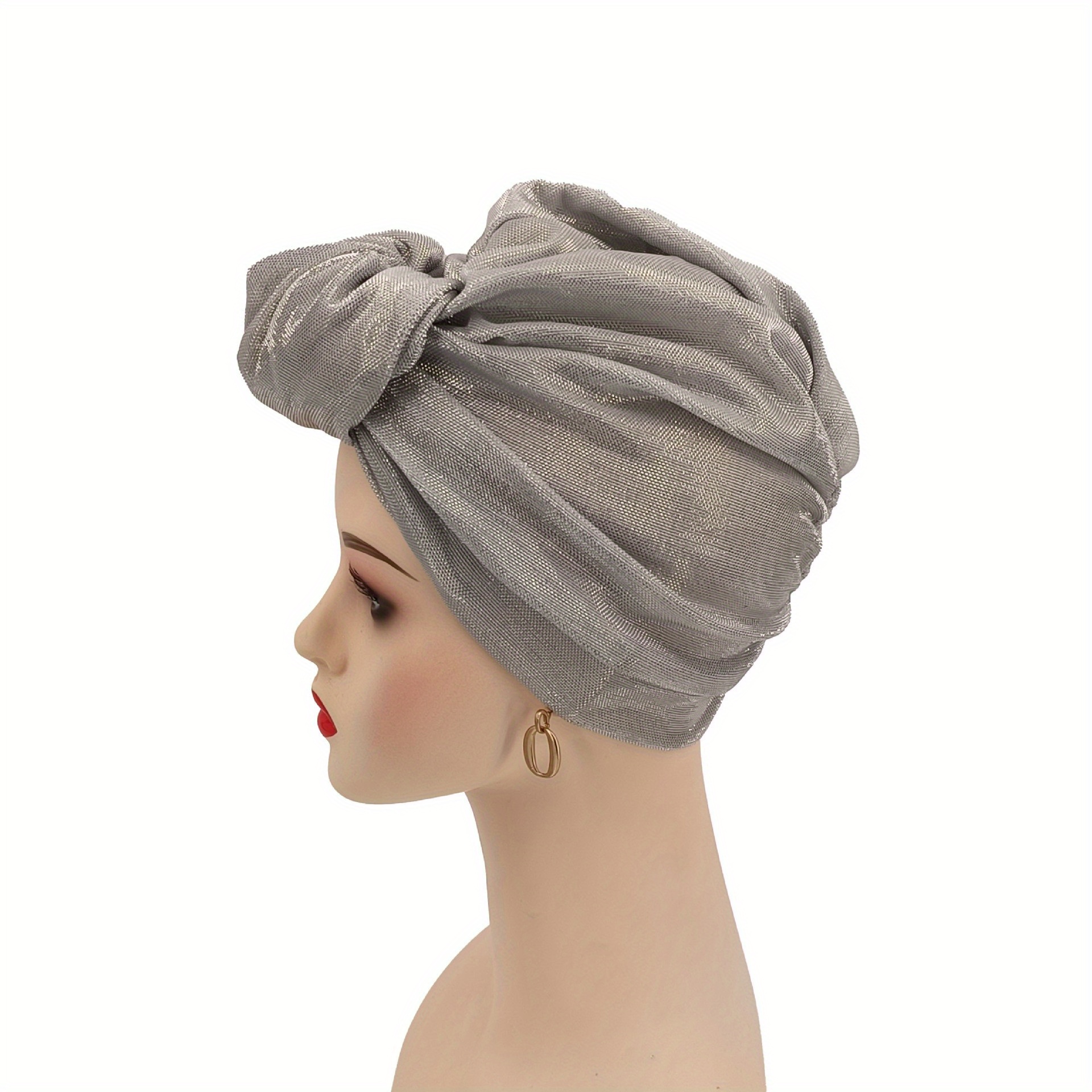 Bright Crinkle Turban Solid Color Elastic Head Wrap - Temu Australia