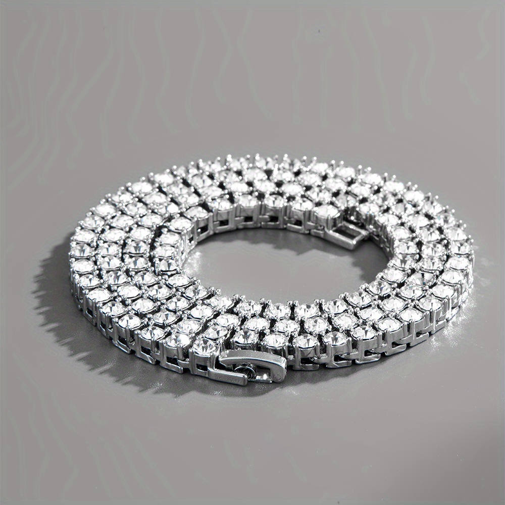1pc Hip Hop Iced Out Rhinestone Tennis Chains For Men Imitation Faux ...