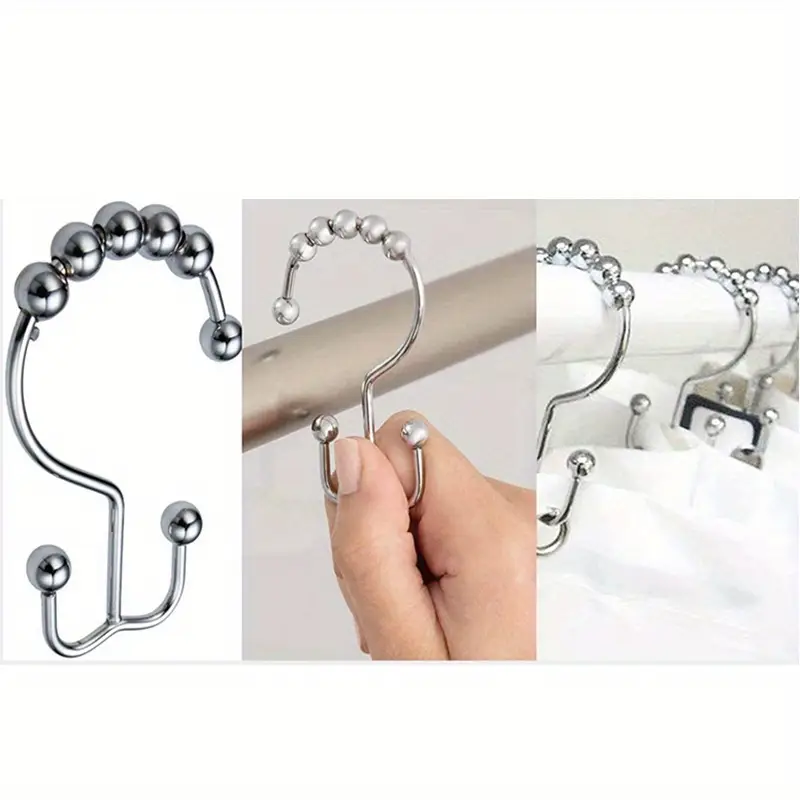 Rust proof Stainless Steel Double Glide Shower Curtain Hooks - Temu Canada Rust proof Stainless Steel Double Glide Shower Curtain Hooks - Temu Canada