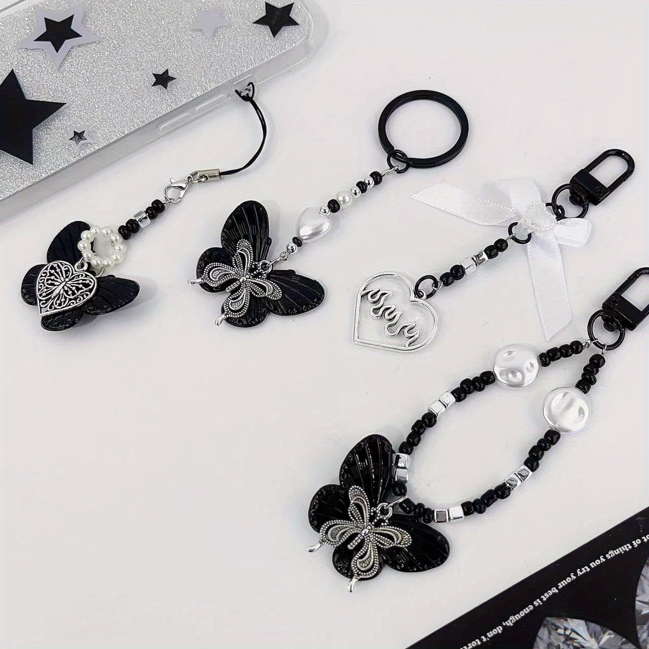 Y2k Butterfly Bracelet Keychain Punk Gothic Purse Bag - Temu Australia