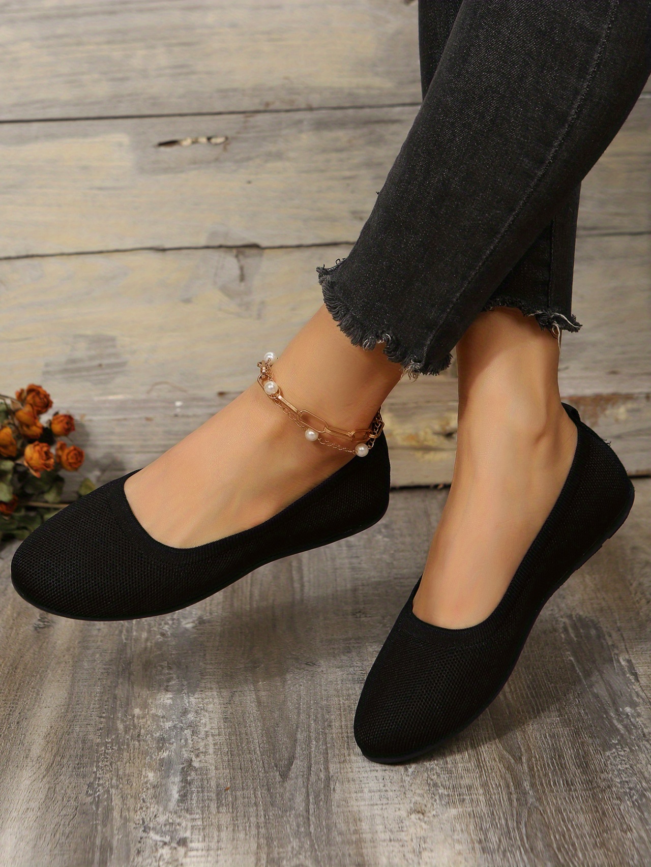 Women's Comfy Flat Shoes Casual Knitted Almond Toe Soft Sole - Temu Canada