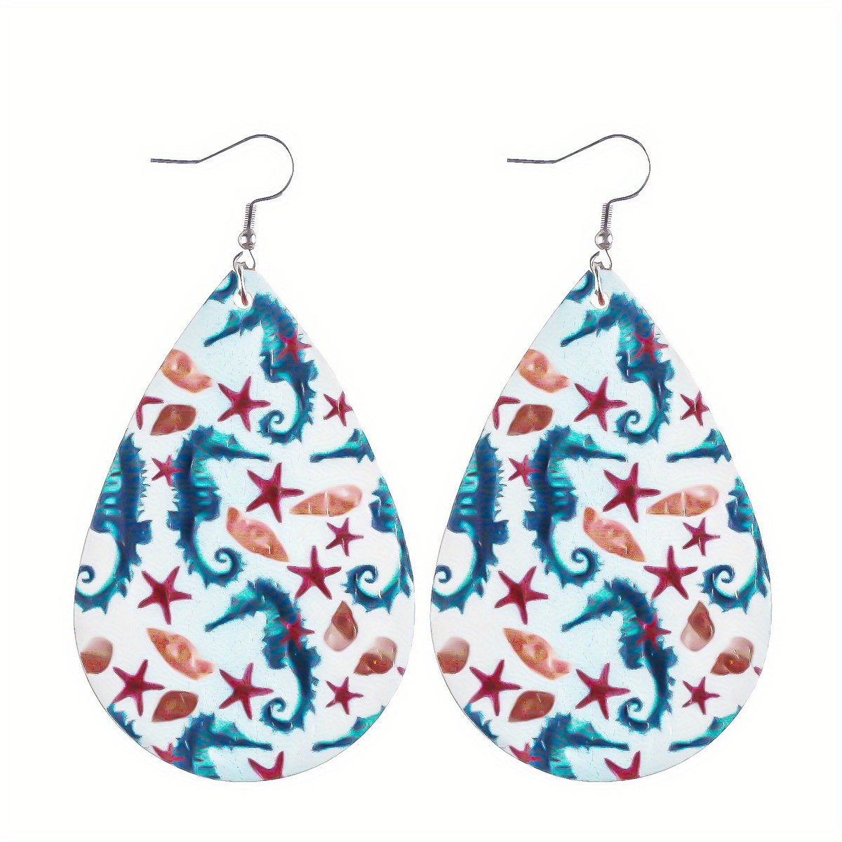 Cute Cartoon Fish Pu Leather Teardrop Earrings Blue Ocean - Temu United ...