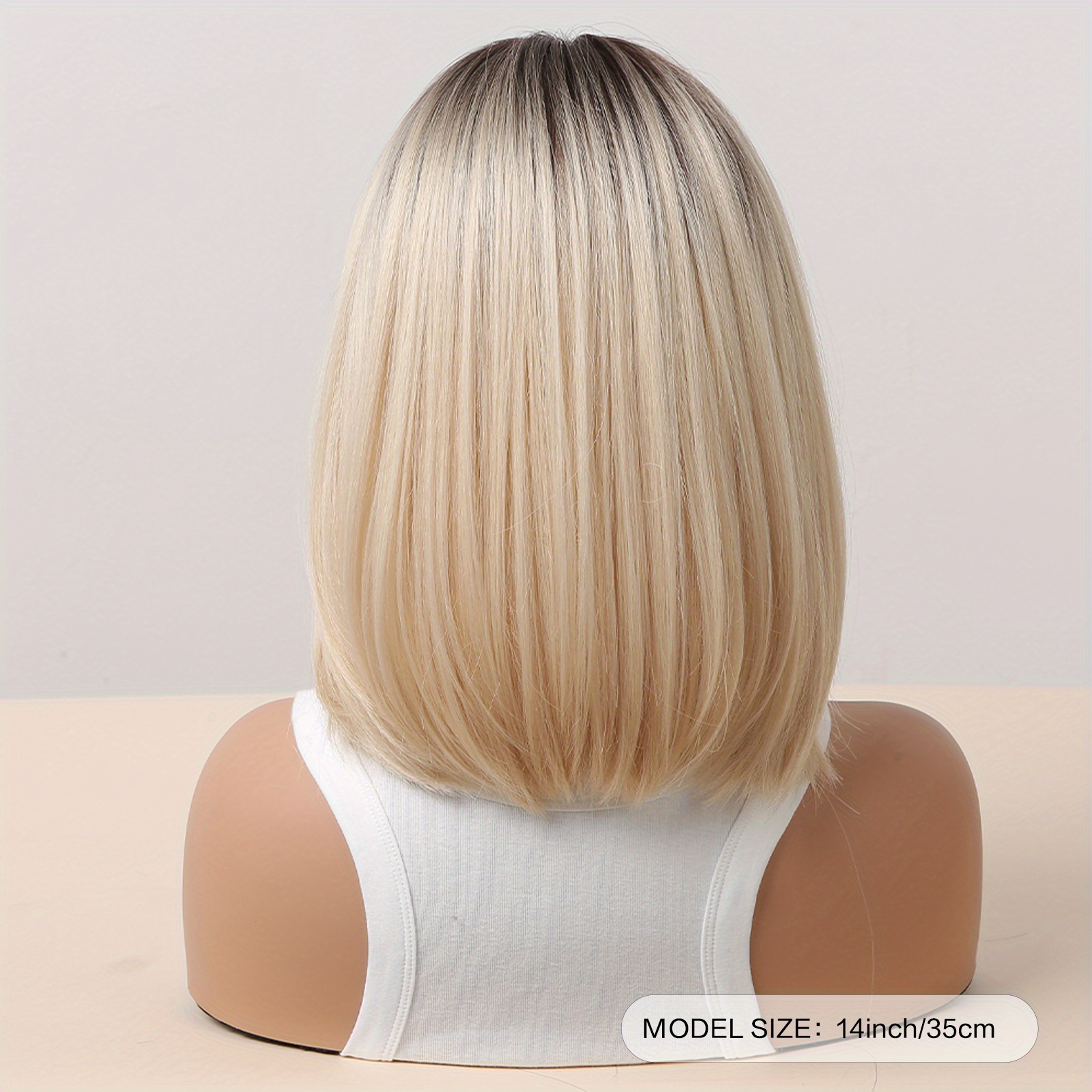 Short Straight Blonde Bob Wigs Bangs Women's Synthetic Fiber - Temu