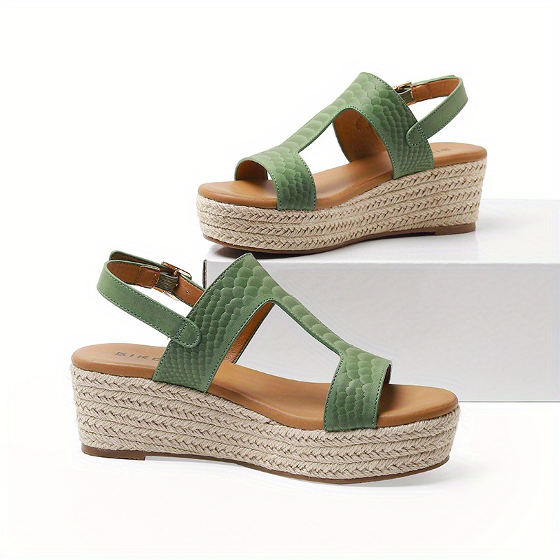 women's platform espadrilles sandals fish scale pattern open - Temu Norway