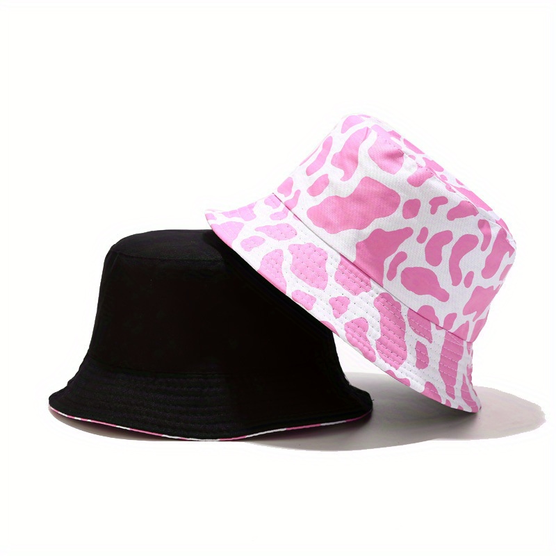 Milk Cow Pattern Bucket Hat Reversible Printed Hat - Temu United Kingdom