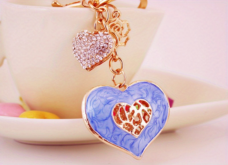 heart shaped keychain key ring holder bag accessories jewelry car ...