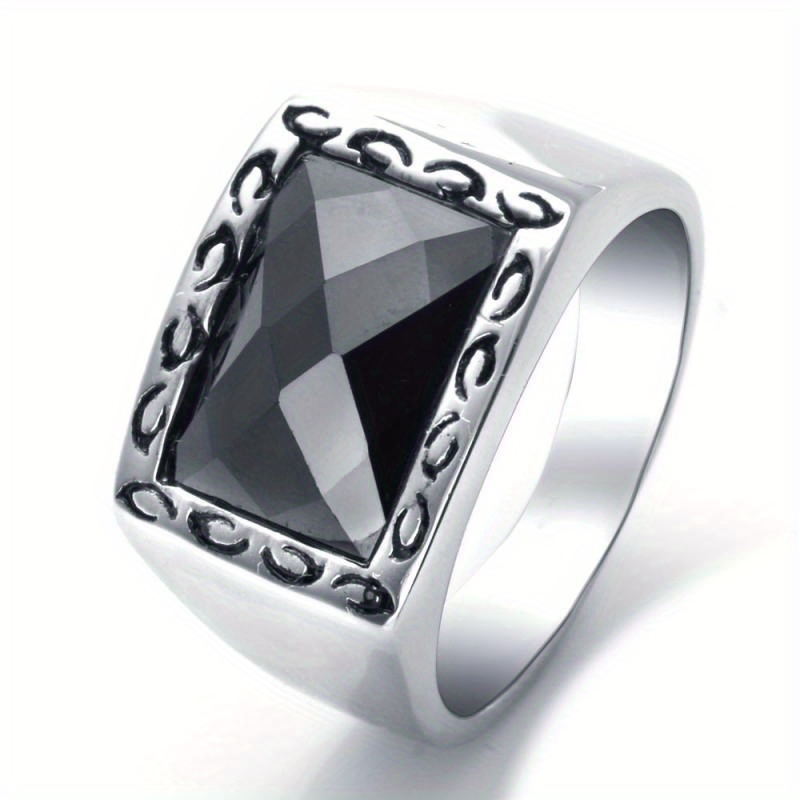 Men's Fashion Trendy Black Ring Dark Style Street Rock Party - Temu Norway