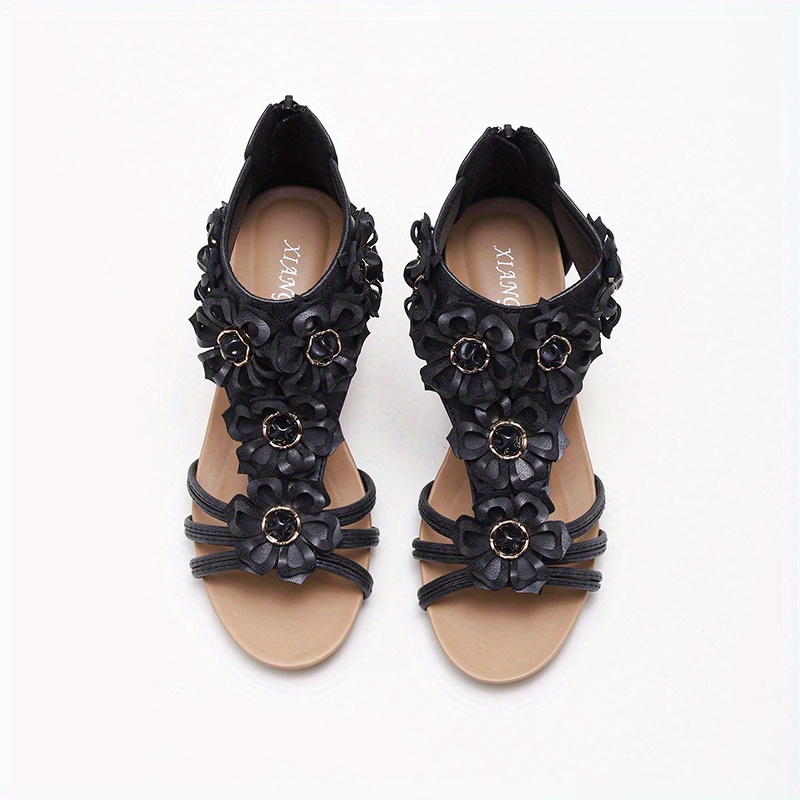 Women's Flower Decor Wedge Sandals Boho Style Open Toe Back - Temu Australia