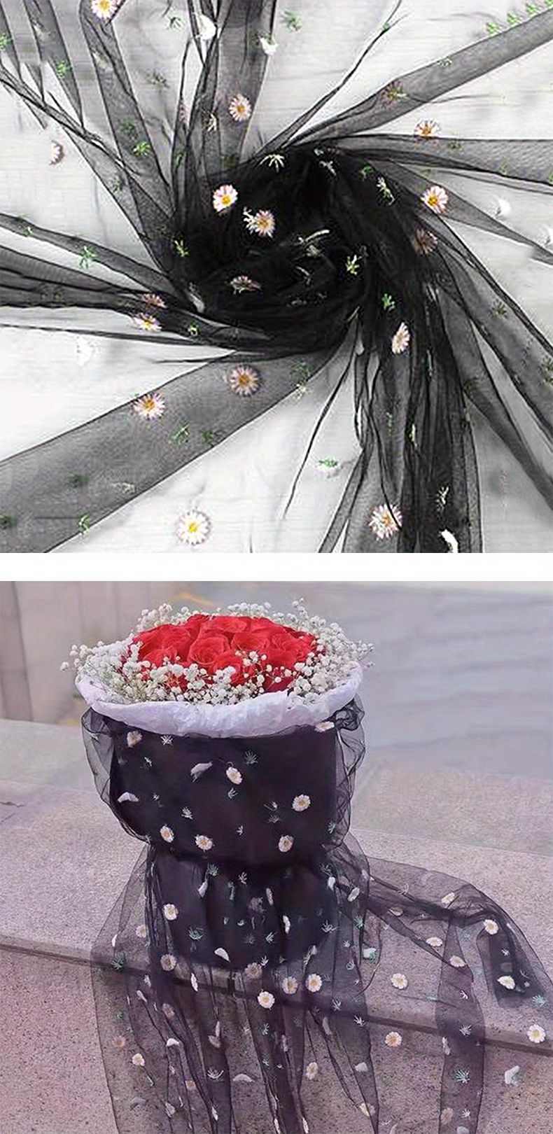 small daisy mesh fairy yarn flower wrapping paper material - Temu