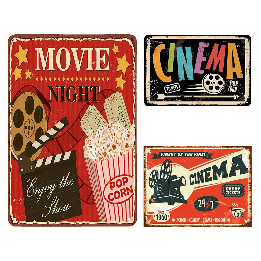 1pc Retro Vintage Tin Signs Cinema Tin Sign Film Tickets Arrow ...