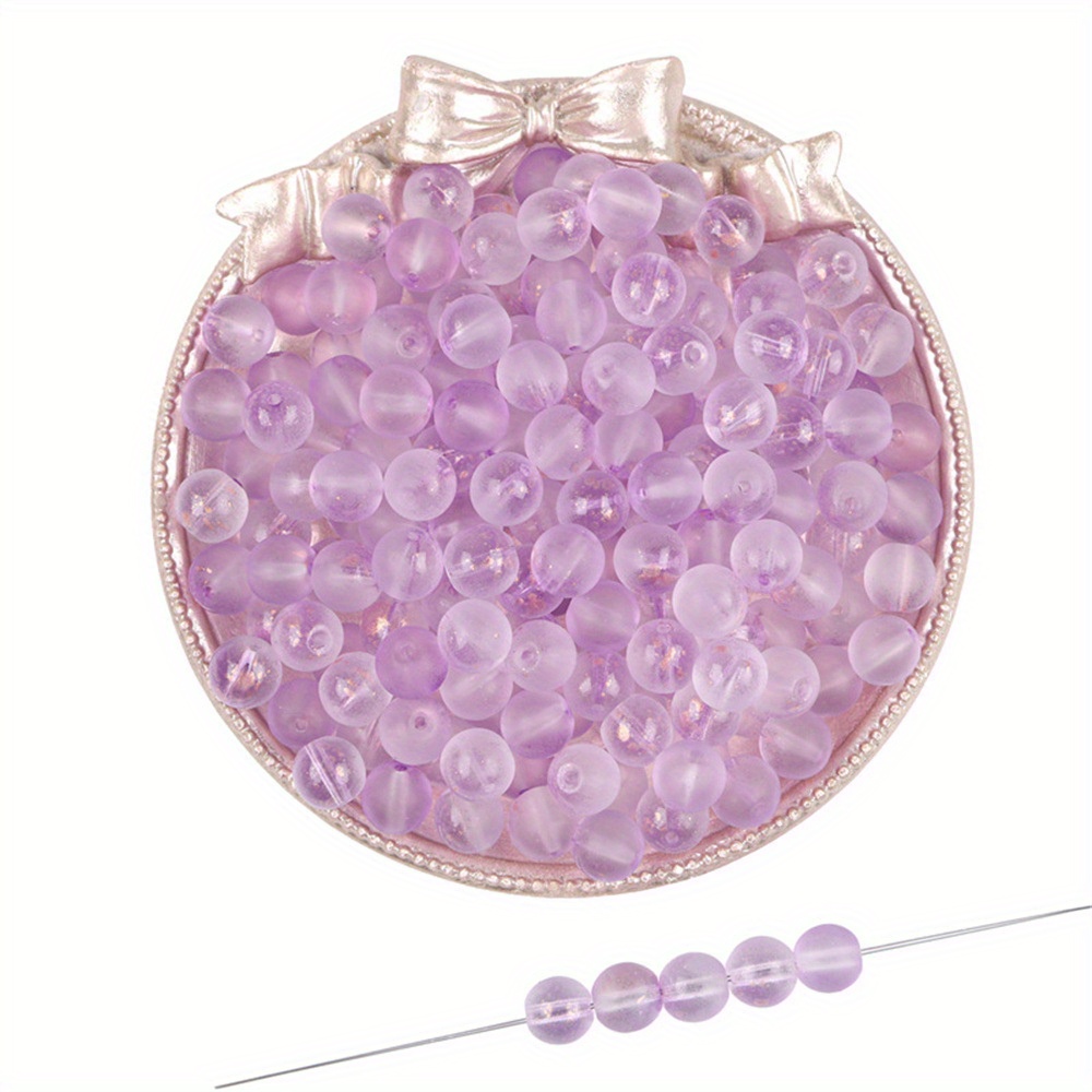 Frosted Gradient Color Glass Round Beads Diy Handmade - Temu Canada