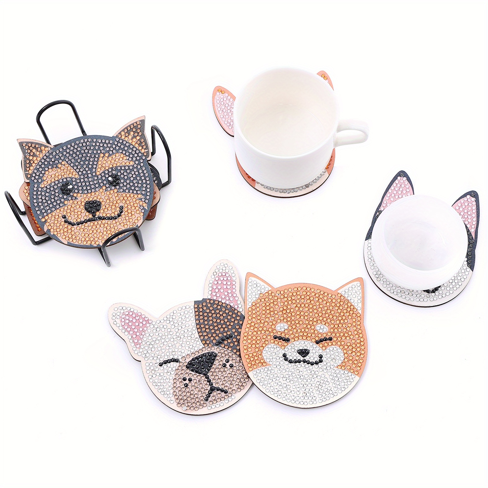 Diy Dog Shaped Diamond Painting Coasters Holder Diameter - Temu Australia