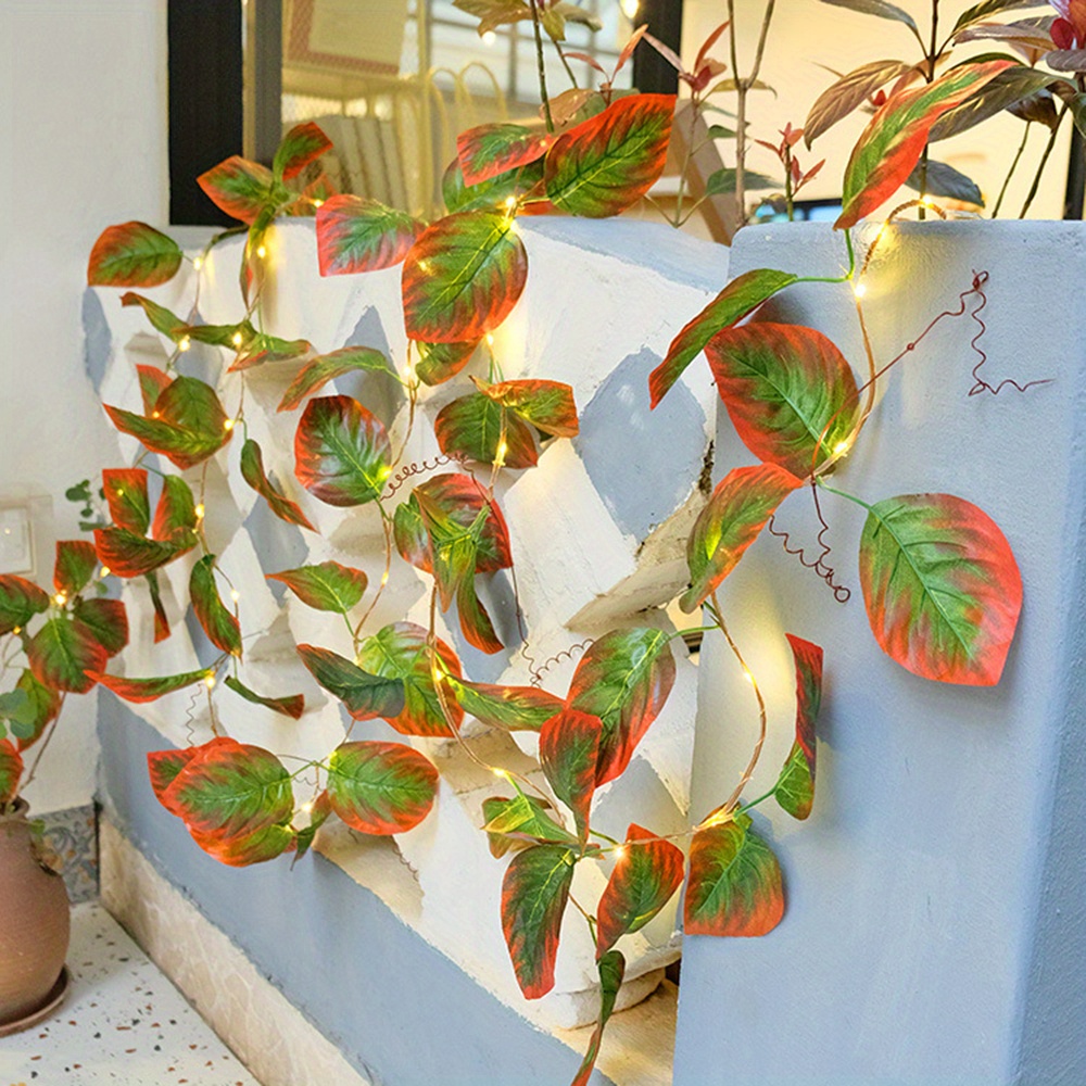 Garden Outdoor Decorative Lights Simulate Leaf Rattan Copper - Temu ...