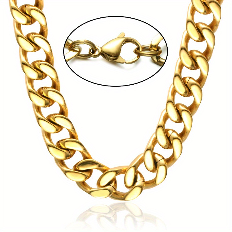 Men's Basic Smooth Chunky Cuban Chain Necklace Single Woven - Temu ...