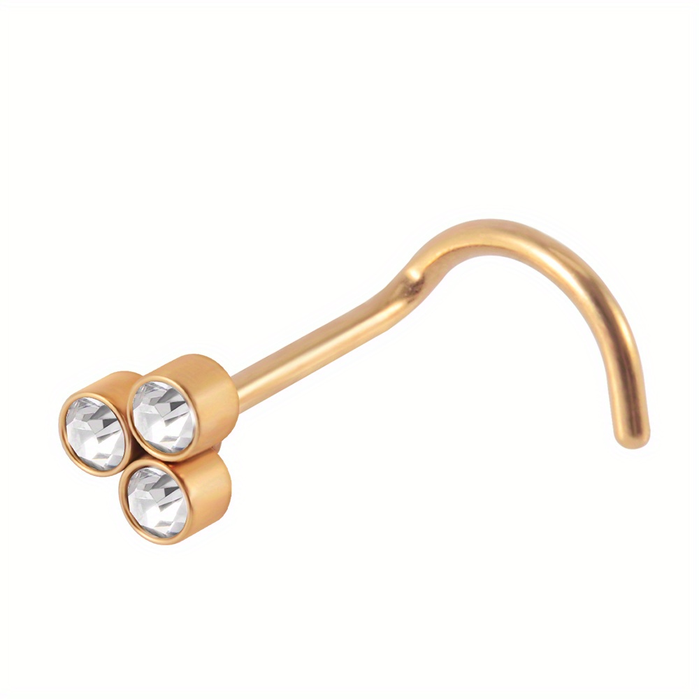Stainless Steel Gem Screw Nose Bone Ring Women - Temu New Zealand
