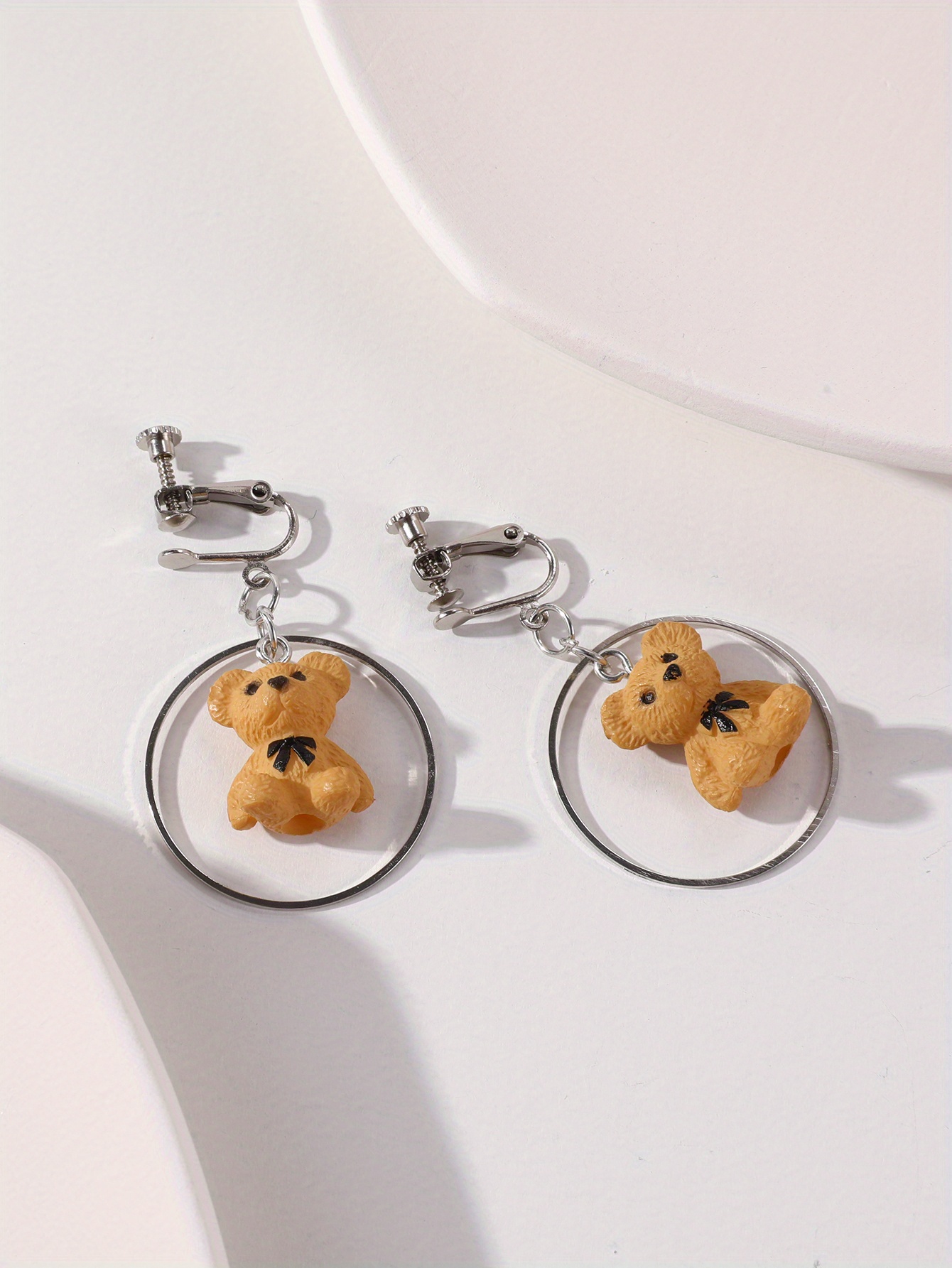 Trendy Cute Cartoon Resin Bear Ear Cuff Earrings Decorative - Temu ...