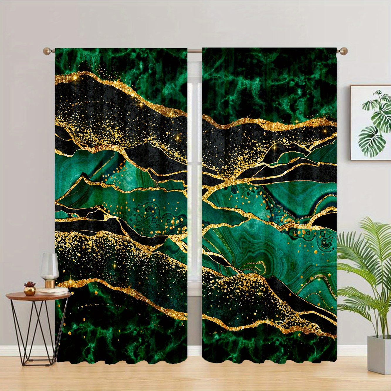 Golden Green Curtain Rod Pocket Window Treatment Bedroom - Temu New Zealand