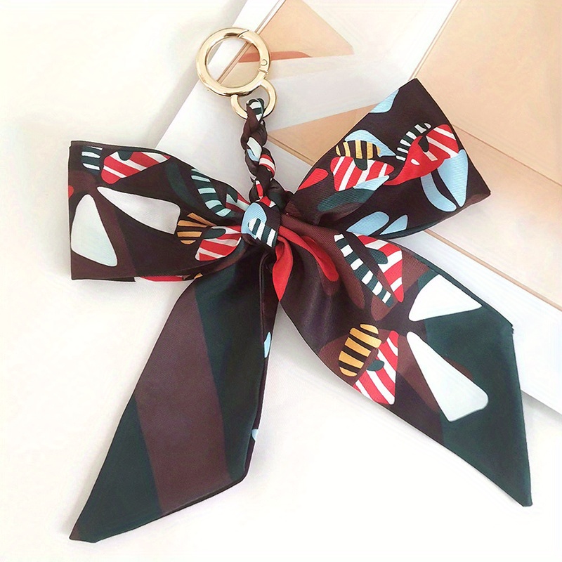 Imitation Silk Bowknot Keychain Cute Heart Flower Key Ring - Temu ...