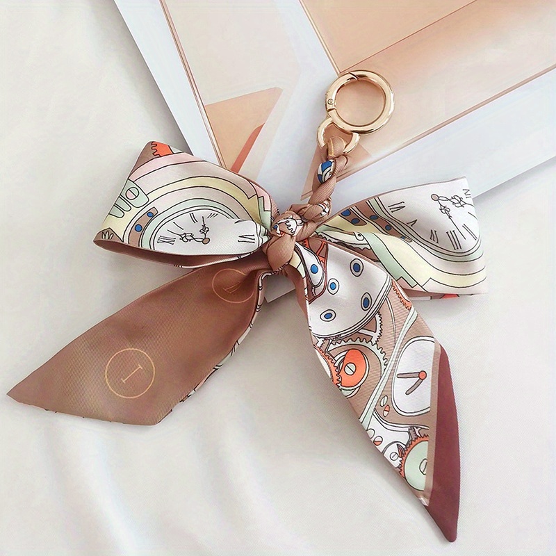 Imitation Silk Bowknot Keychain Cute Heart Flower Key Ring - Temu ...