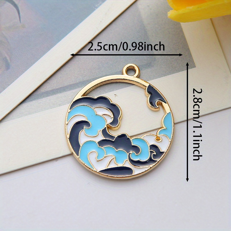 Alloy Pendant Blue Red Wave Charms Jewelry Making - Temu United Kingdom