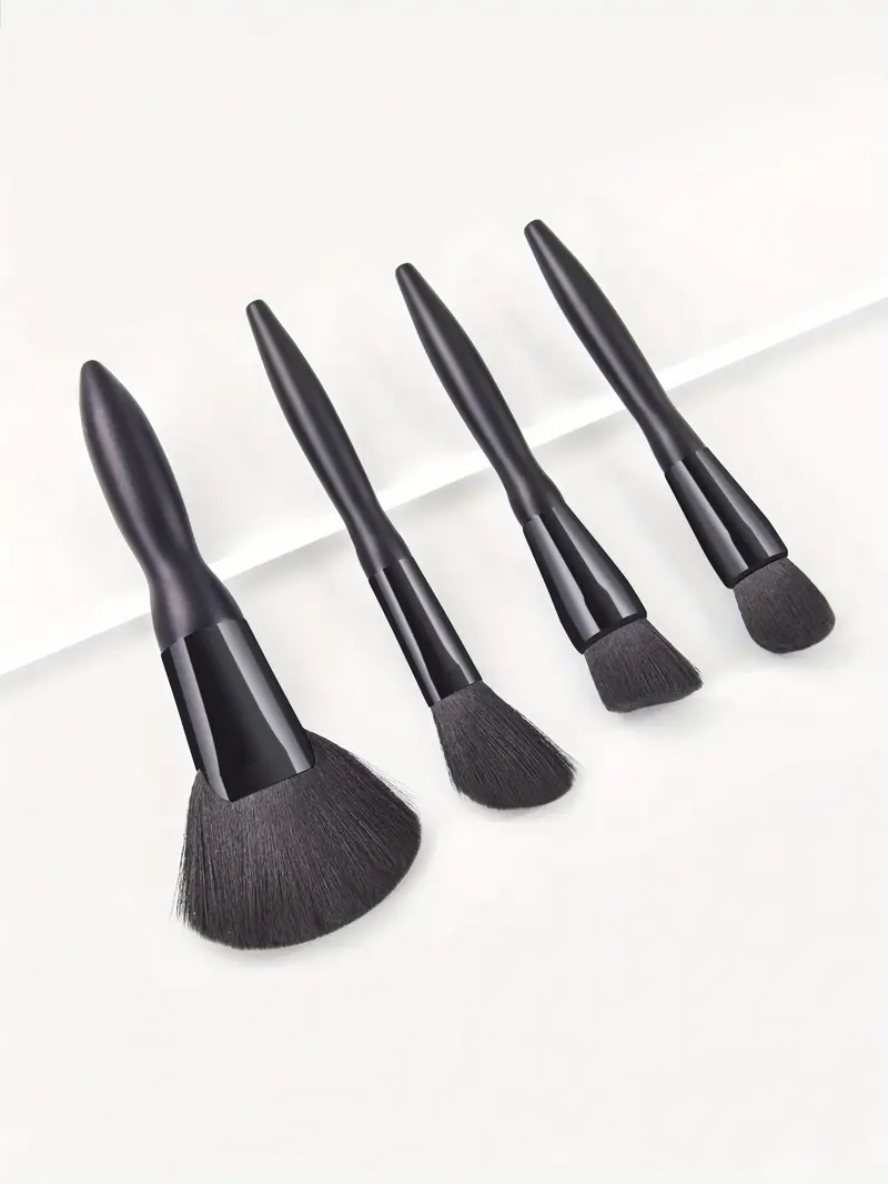 4pcs 블랙 메이크업 브러쉬 푹신한 팬 브러쉬 경사 브러쉬 프로페셔널 아이 섀도우 루스 파우더 블렌딩 메이 Temu