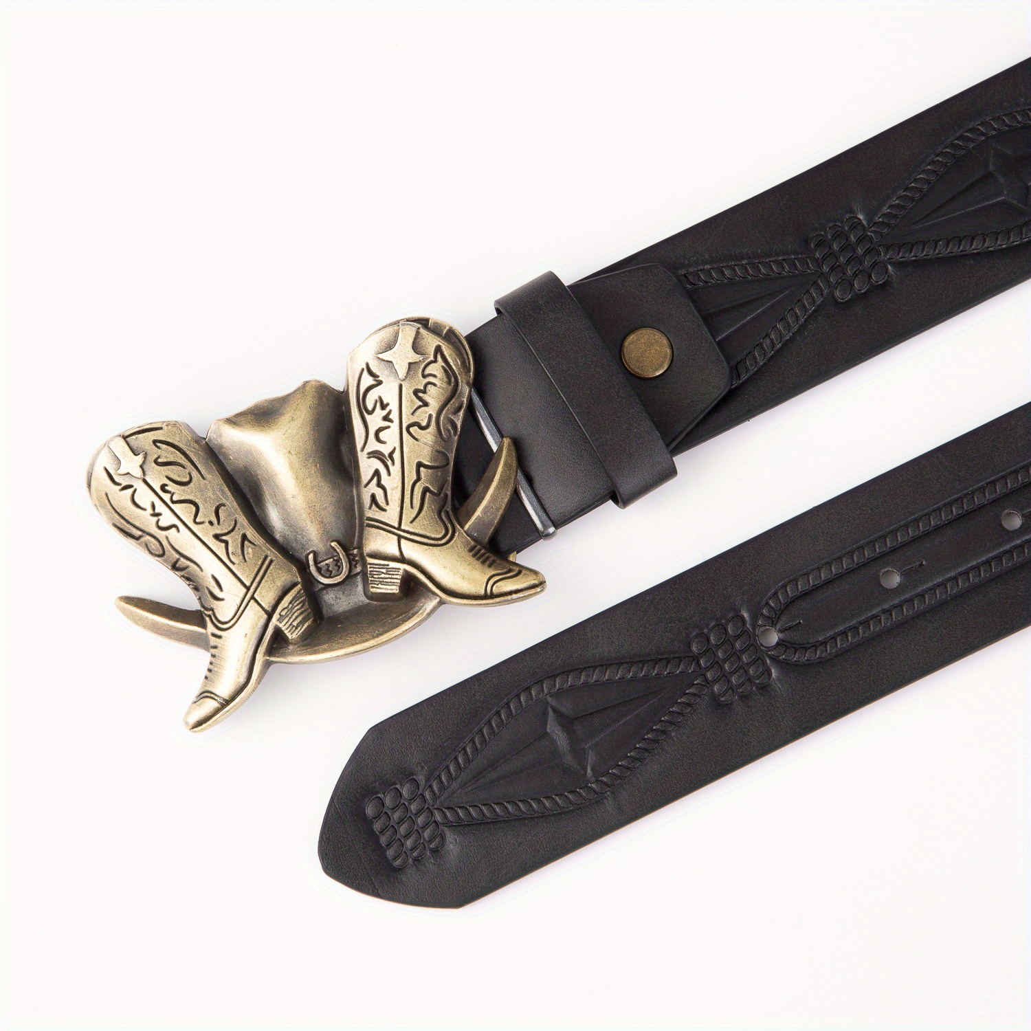 Premium Vintage Embossed Western Cowboy Boot Leather Belt Casual Cool ...