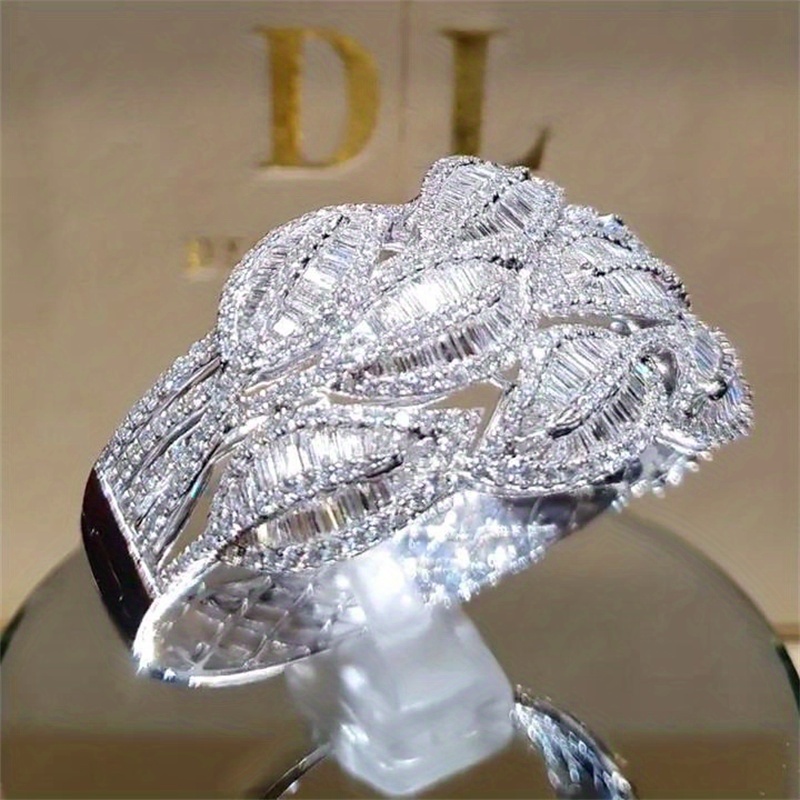 Silver Plated White Stone Rings Women Wedding Engagement - Temu Australia