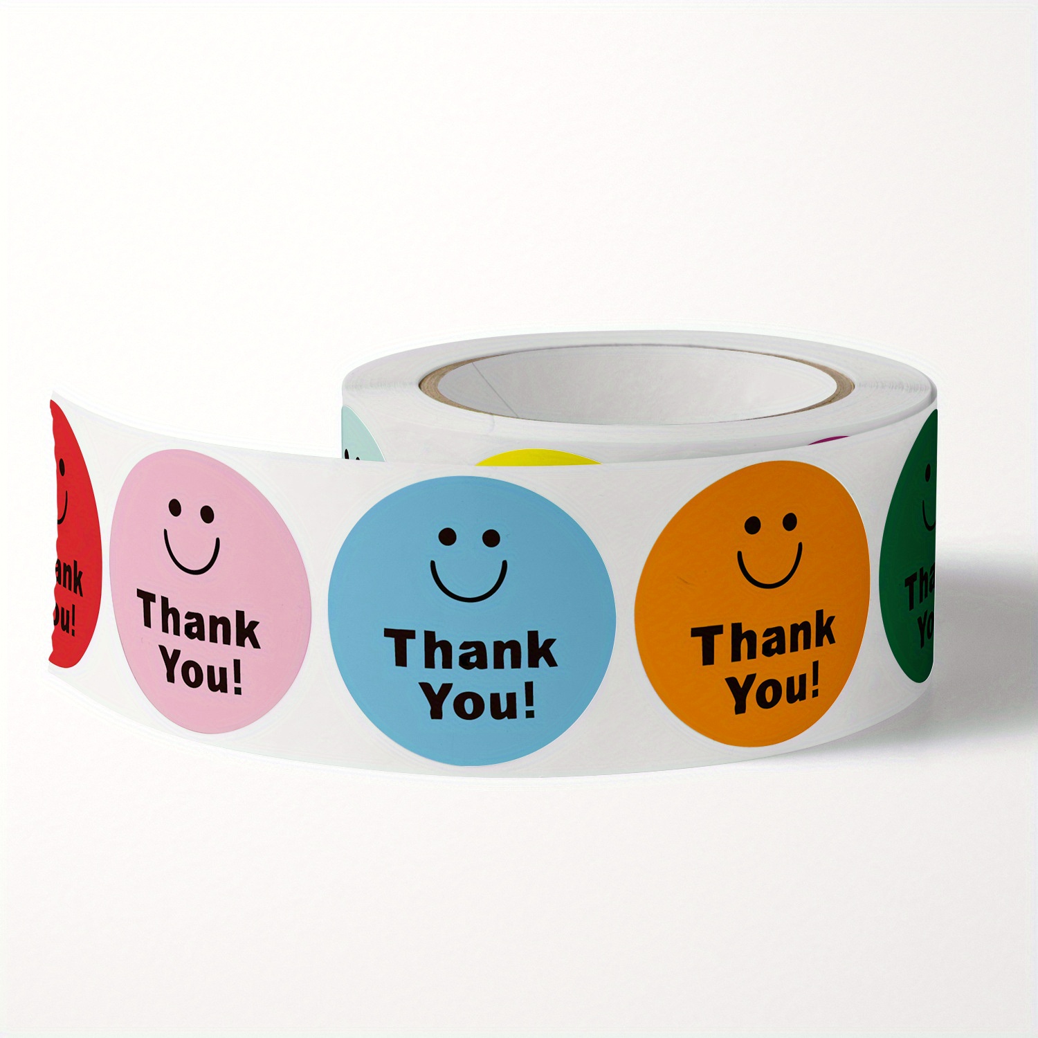 Smile Face Stickers Round Waterproof Thank Labels Colorful - Temu