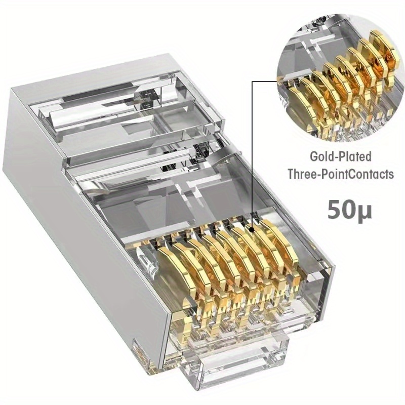 Rj45 Cat6 Connector 8p8c Modular Plug Adapter Ethernet Cable Head 1gbps ...