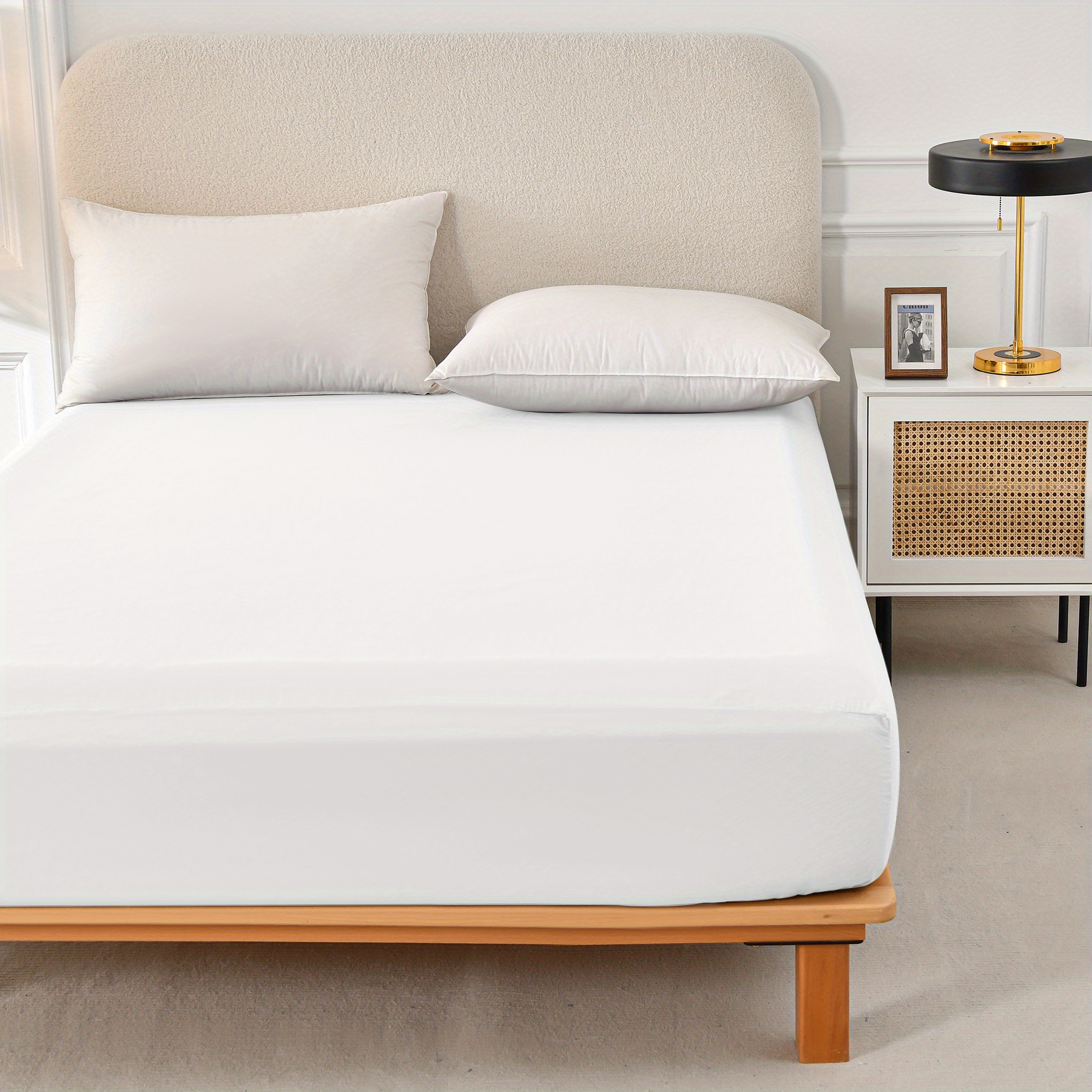 White Solid Color Fitted Sheet Brushed Soft Bedding Sheet - Temu Australia