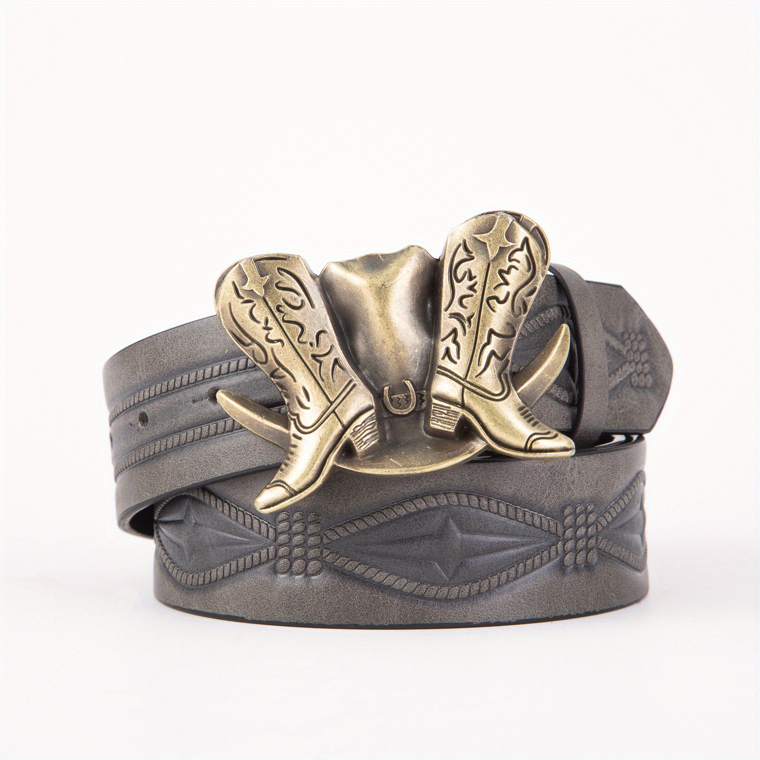 Premium Vintage Embossed Western Cowboy Boot Leather Belt Casual Cool ...