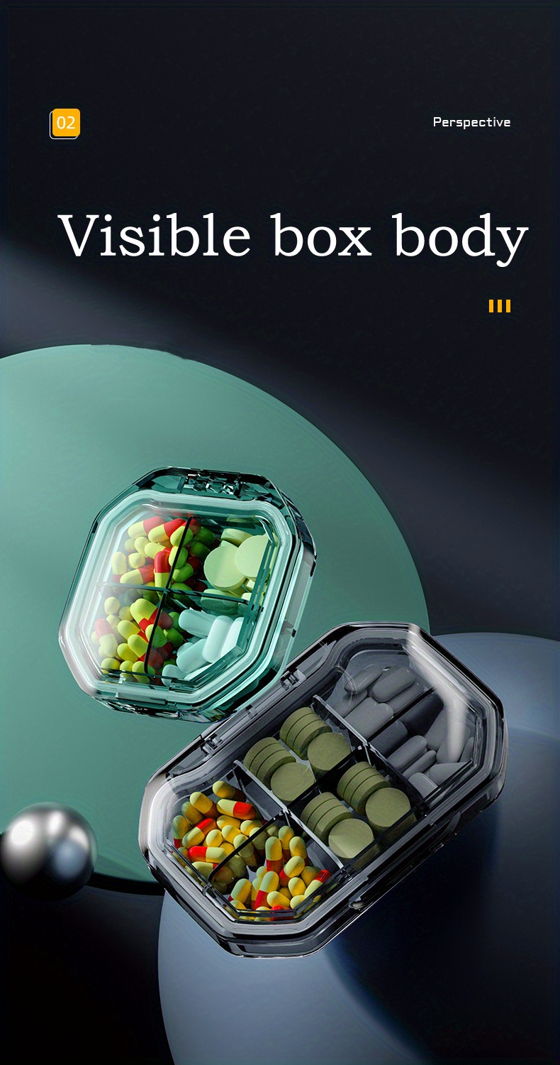 Pill Box Transparent Sealed Silicone Moisture proof Portable - Temu ...
