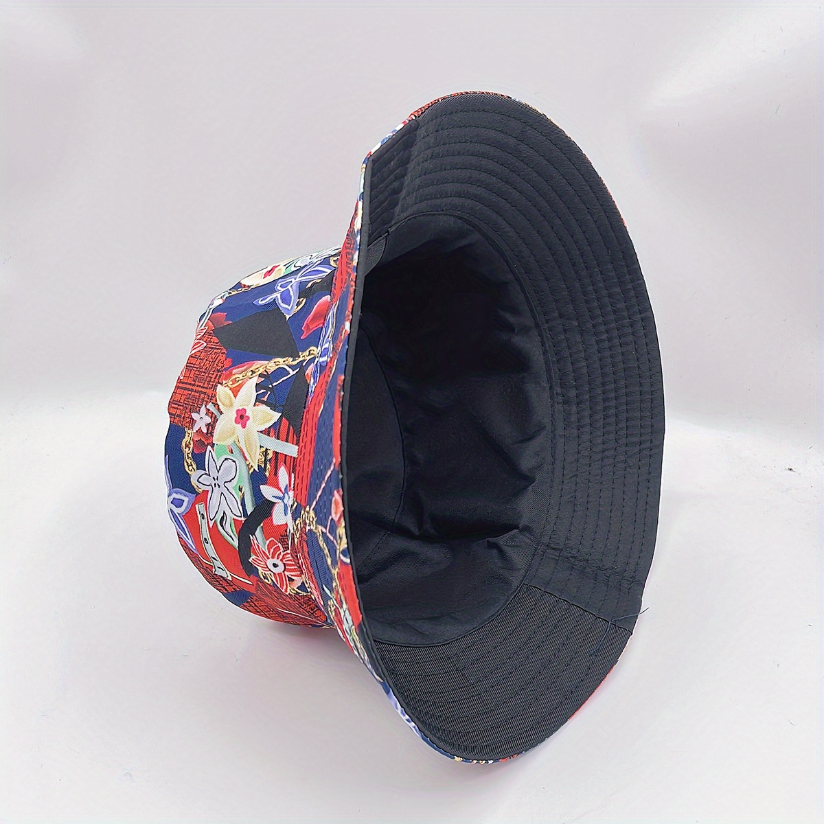 Vintage Flower Print Bucket Hat Red Plaid Reversible Cotton - Temu ...