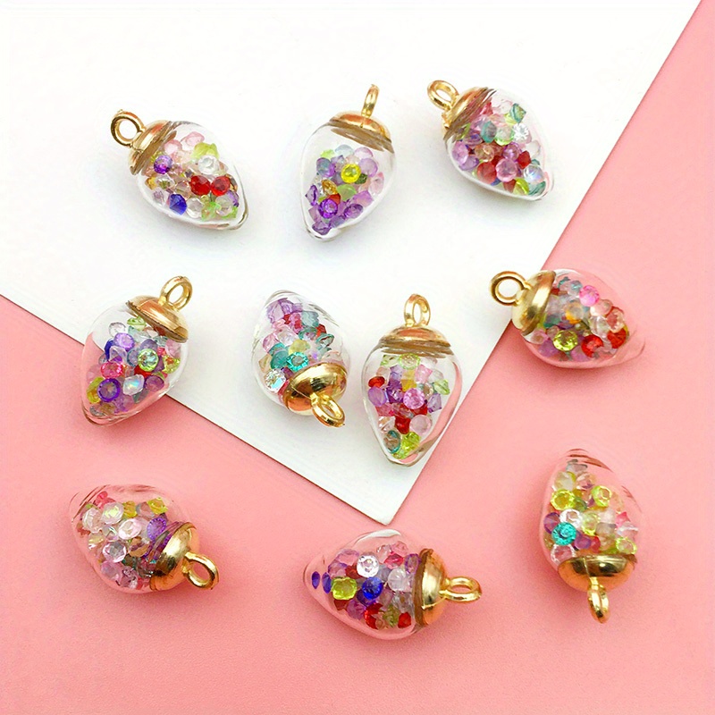 Mix Random Color Droplet Shape Transparent Glass Charms - Temu United ...