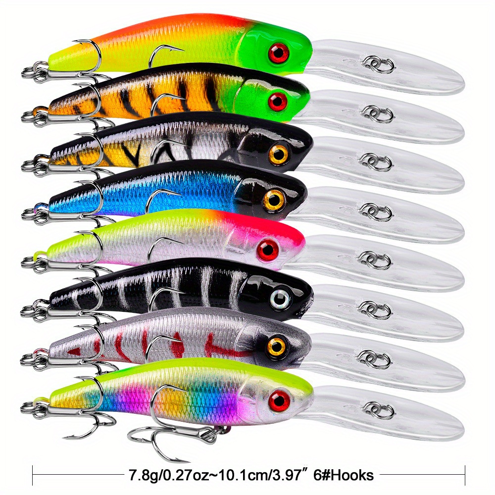 8pcs Minnow Fishing Lures Bionic Plastic Baits For Freshwater Saltwater ...