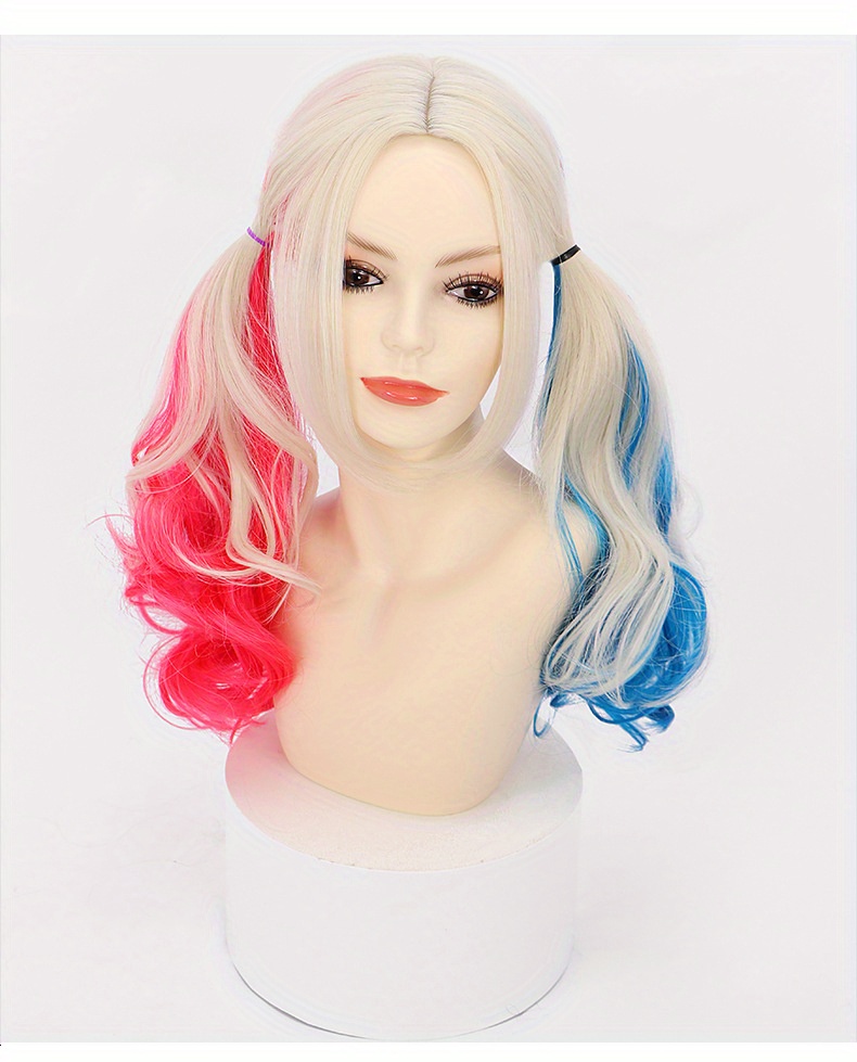 Blonde Red Blue Long Curly Wavy Hair Wigs Middle Part - Temu Canada