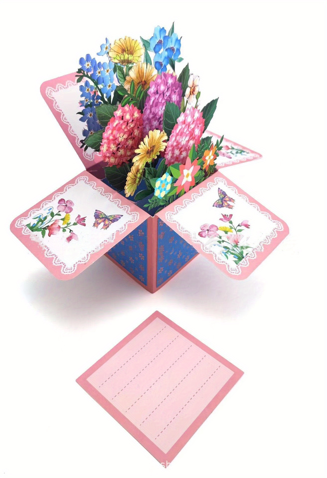 1 бр триизмерна 3d изскачаща поздравителна картичка с цветя Temu